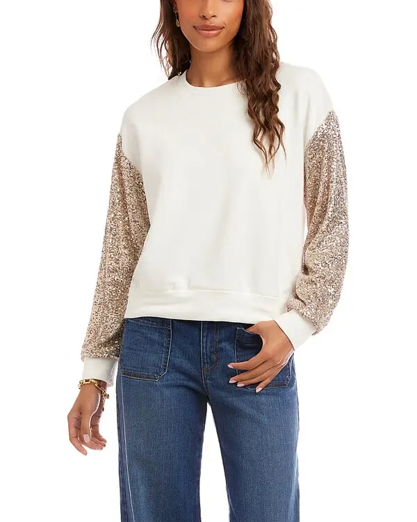 Karen Kane Sequined Sleeve Sweater