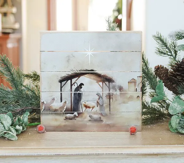 SINCERE SURROUNDINGS 8' Watercolor Nativity Art Pallet Petite - One-color