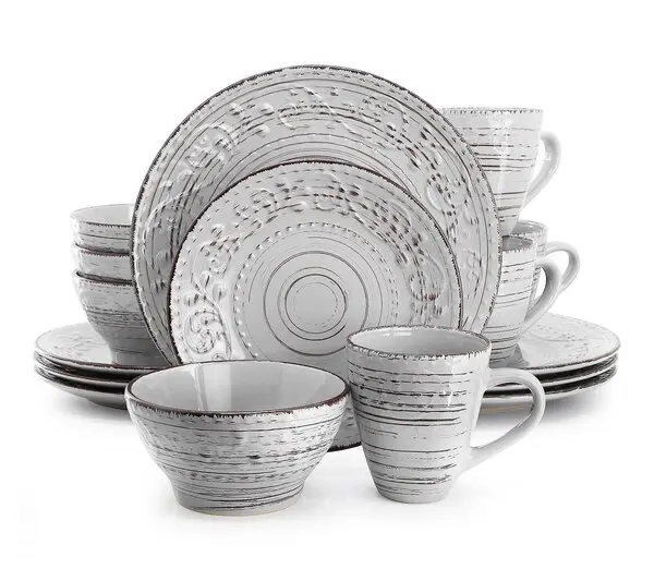 ELAMA Malibu Calcite 16 Piece Dinnerware Set - One-color
