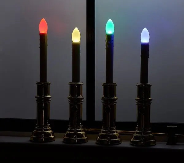 BETHLEHEM LIGHTS As Is S/4 Color Prism Window Candles/remote