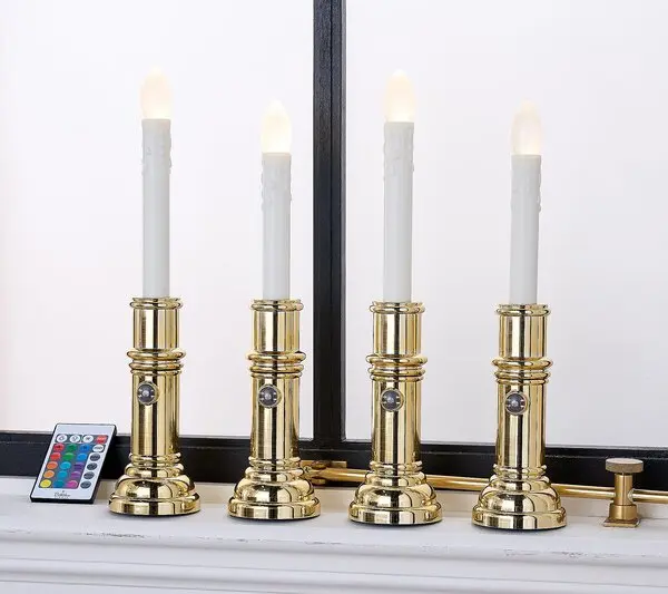 BETHLEHEM LIGHTS As Is S/4 Color Prism Window Candles/remote