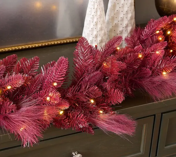 LWYA BY KIM GRAVEL As Is 6' Illuminated Indoor/outdoor Pampas Garland Kim - One-color