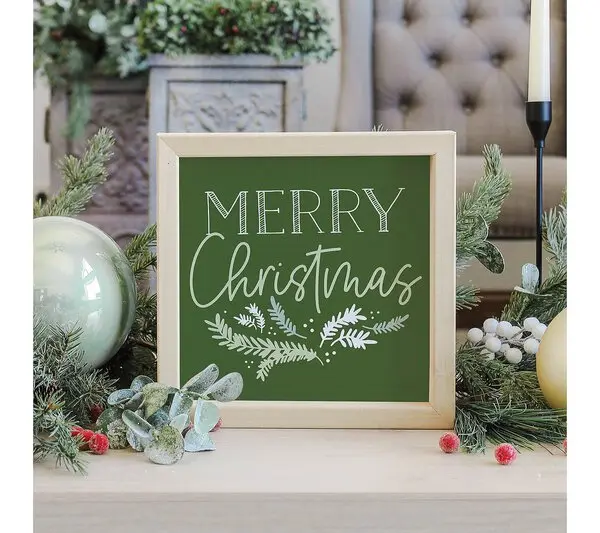 SINCERE SURROUNDINGS 10' Merry Christmas Green Ustic Frame - One-color