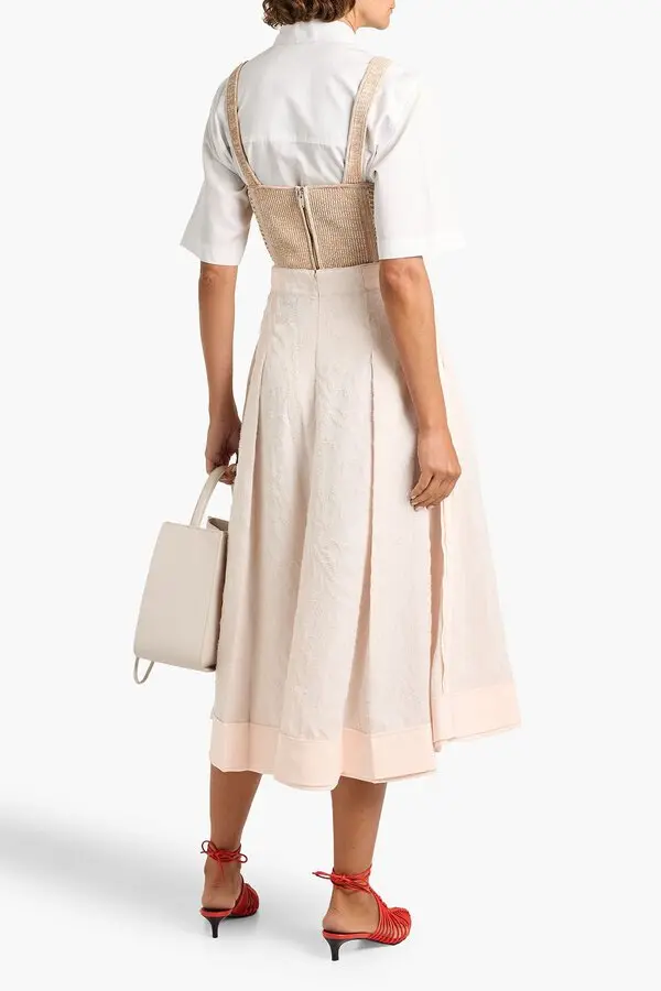 3.1 Phillip Lim Pleated Fil Coupé Jacquard Midi Skirt