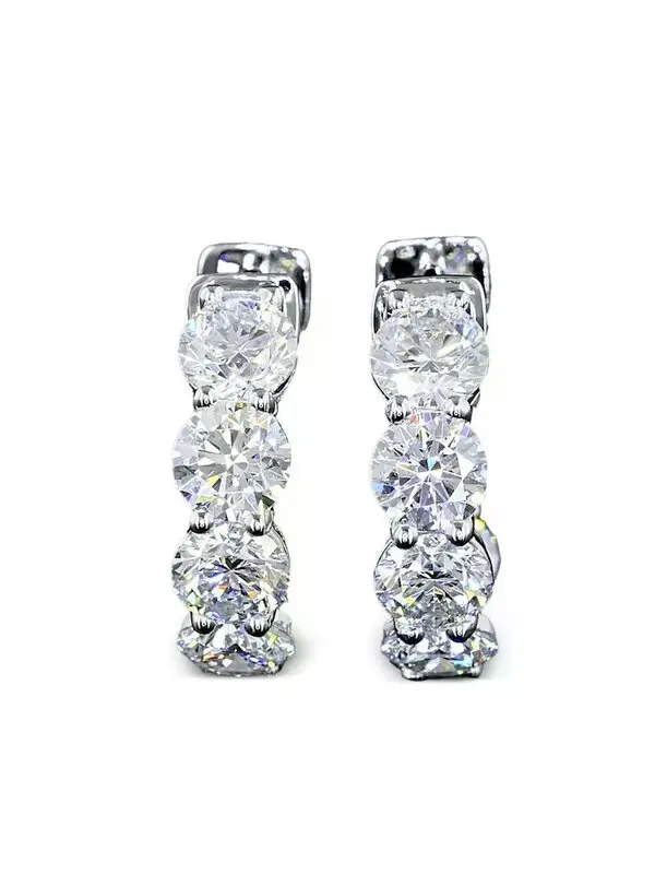 JEWELS AFICIONADO 14k White Gold Diamond Huggie Earrings - Silver