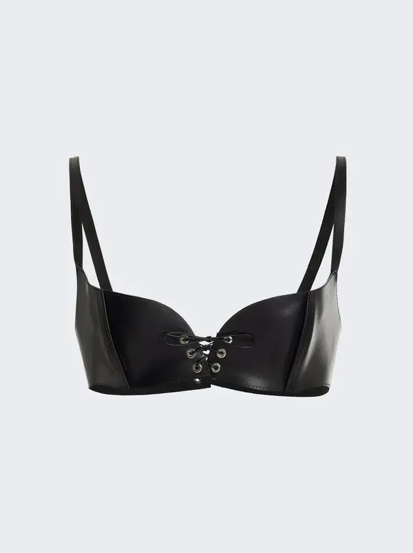 LUDOVIC DE SAINT SERNIN Easy Cleavage Leather Bra - Black