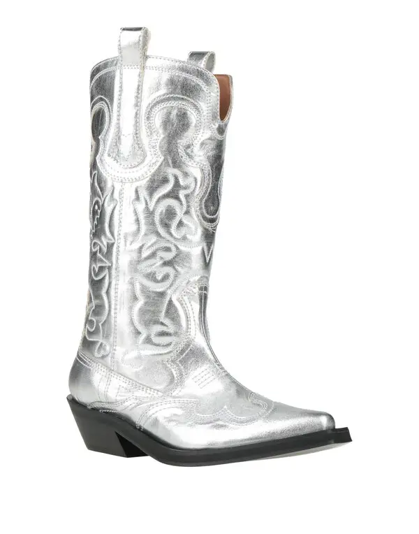 GANNI Cowboy Boots - Silver