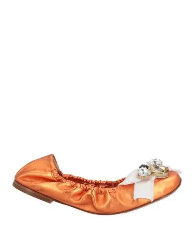Casadei Lime Leather Ballet Flats - Orange