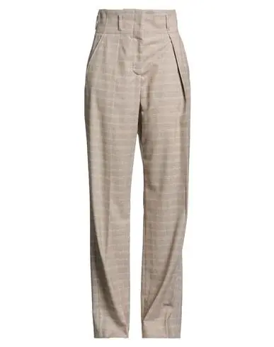Eleventy Wide-leg Plaid Flannel Pants - Beige