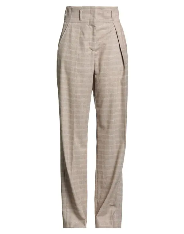 Eleventy Wide-leg Plaid Flannel Pants - Beige
