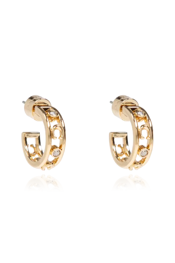 COACH Brass Hoop Earrings With Zirconia - Gold
