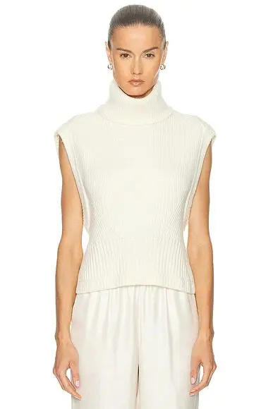 Simkhai Sleeveless Turtleneck Knit Top - Ivory