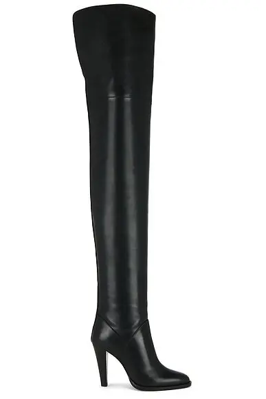 Saint Laurent Leather Over The Knee Boots - Nero