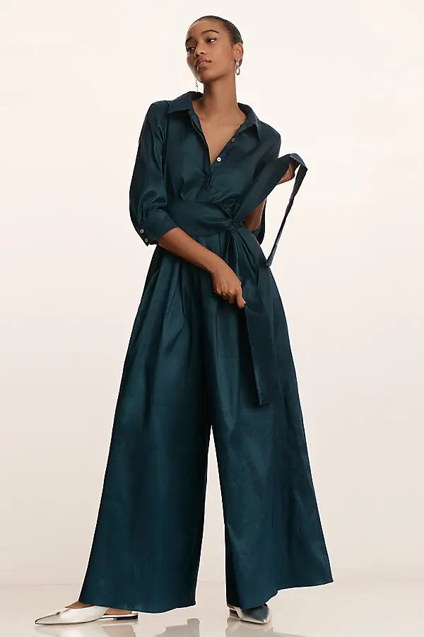 HUTCH Jordana Jumpsuit - Navy Shantung