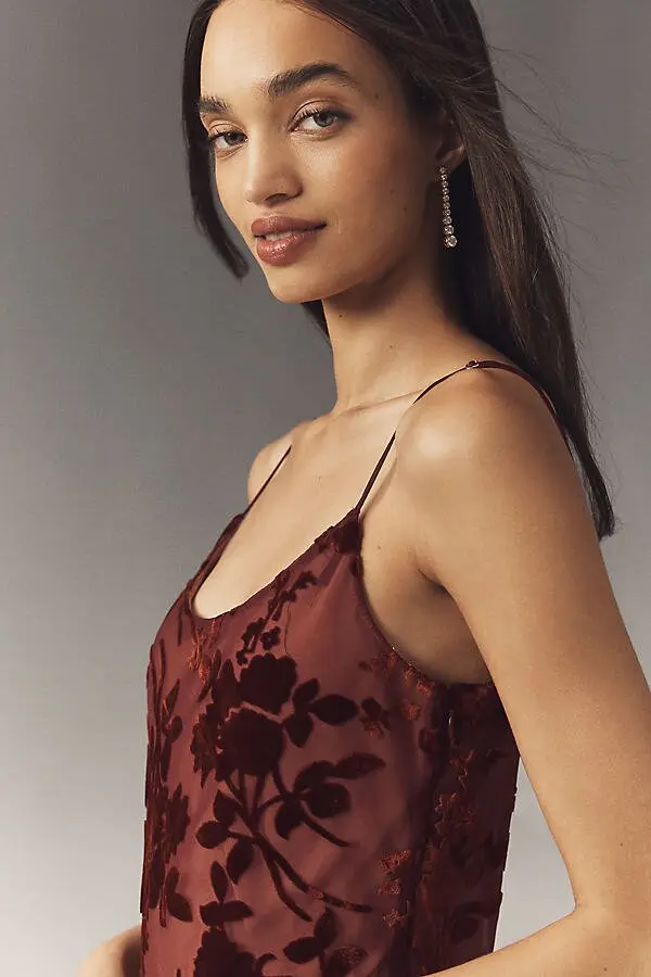 HUTCH Stretch Burnout Velvet Maxi Dress
