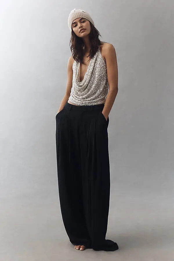 BISHOP + YOUNG Sequin Embellished Halter Top