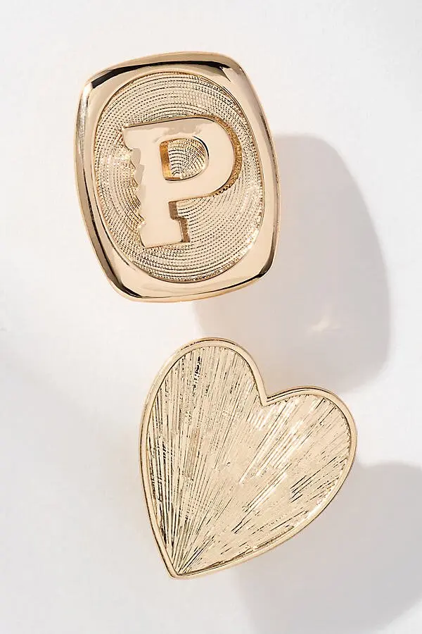 Anthropologie Monogram And Heart Brooch Set - P