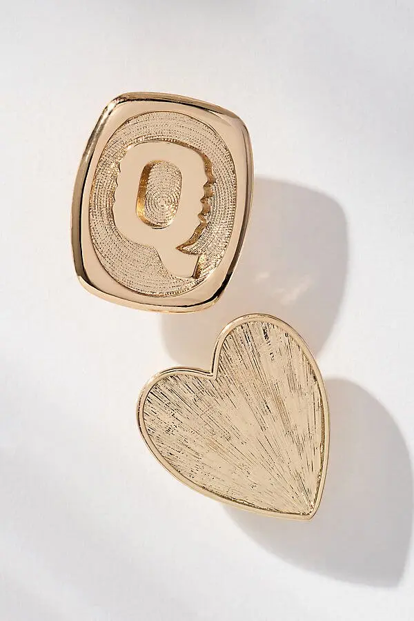 Anthropologie Monogram And Heart Brooch Set - Q