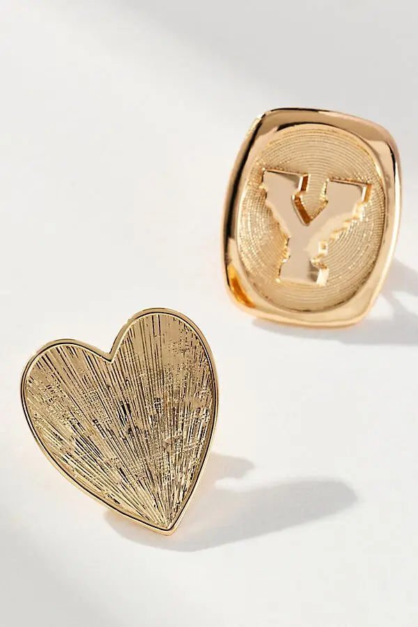 Anthropologie Monogram And Heart Brooch Set - Y