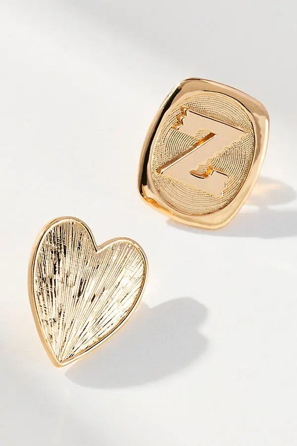 Anthropologie Monogram And Heart Brooch Set - Z