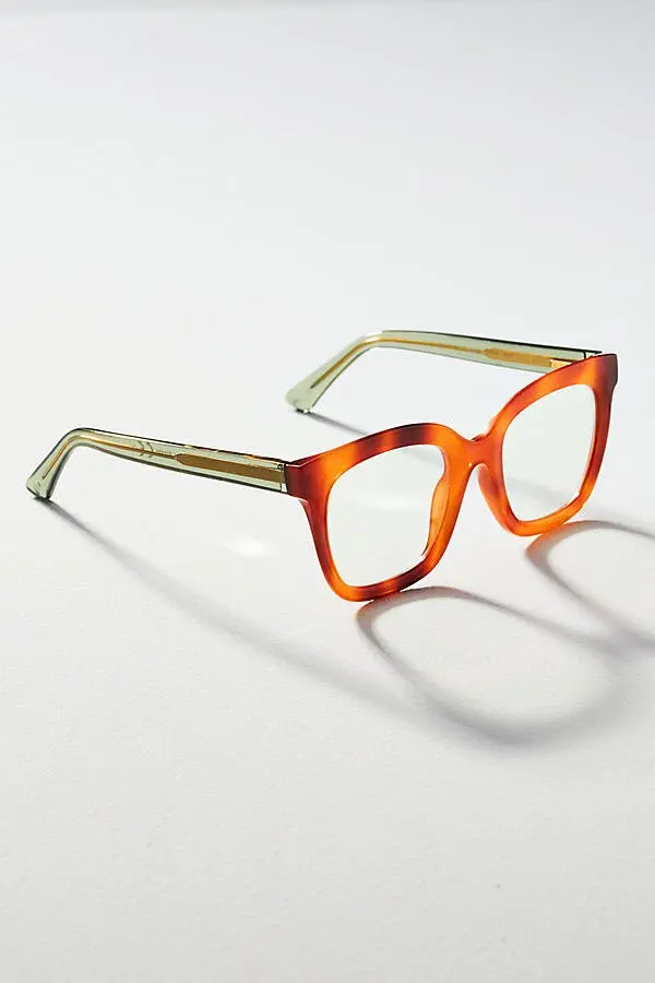 PEEPERS Square Fanfare Readers - Blonde Tortoise/green