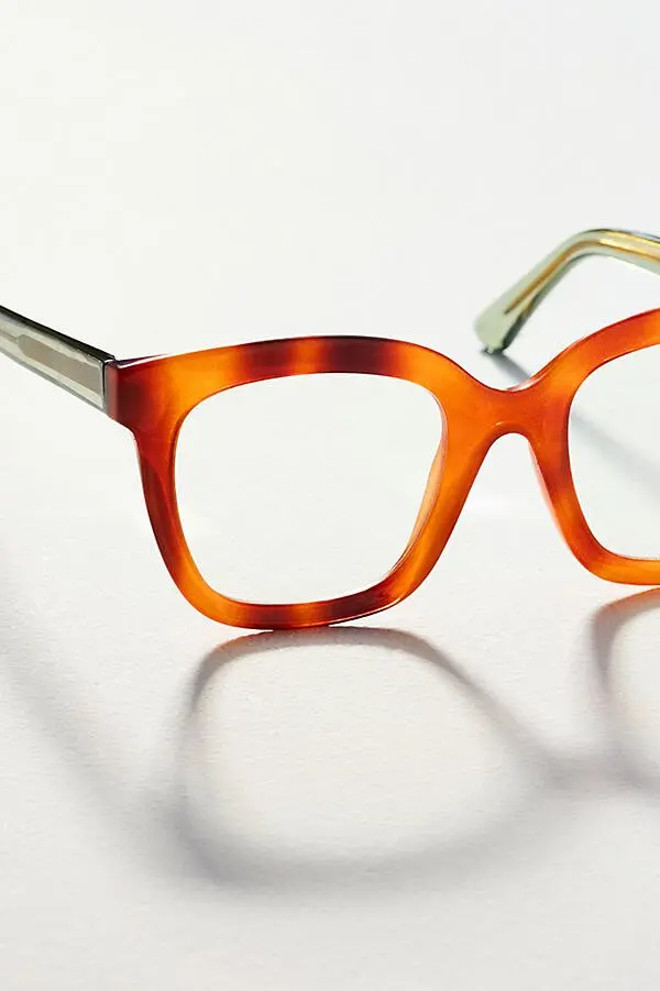 PEEPERS Square Fanfare Readers - Blonde Tortoise/green