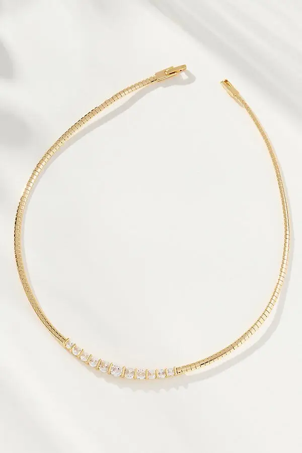 Anthropologie Crystal Bar Collar Necklace - Gold