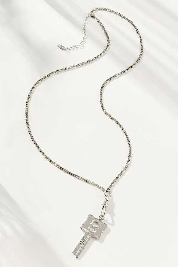 Anthropologie Key Pendant Necklace - Silver