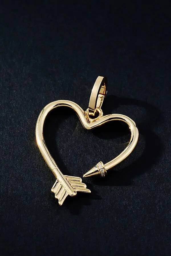 Adina Reyter Arrow Heart Diamond Charm - Gold