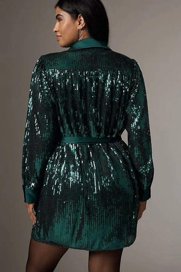 HUTCH Claudette Sequin Mini Shirt Dress