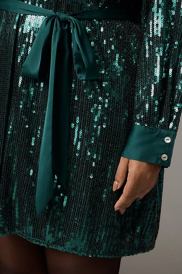 HUTCH Claudette Sequin Mini Shirt Dress