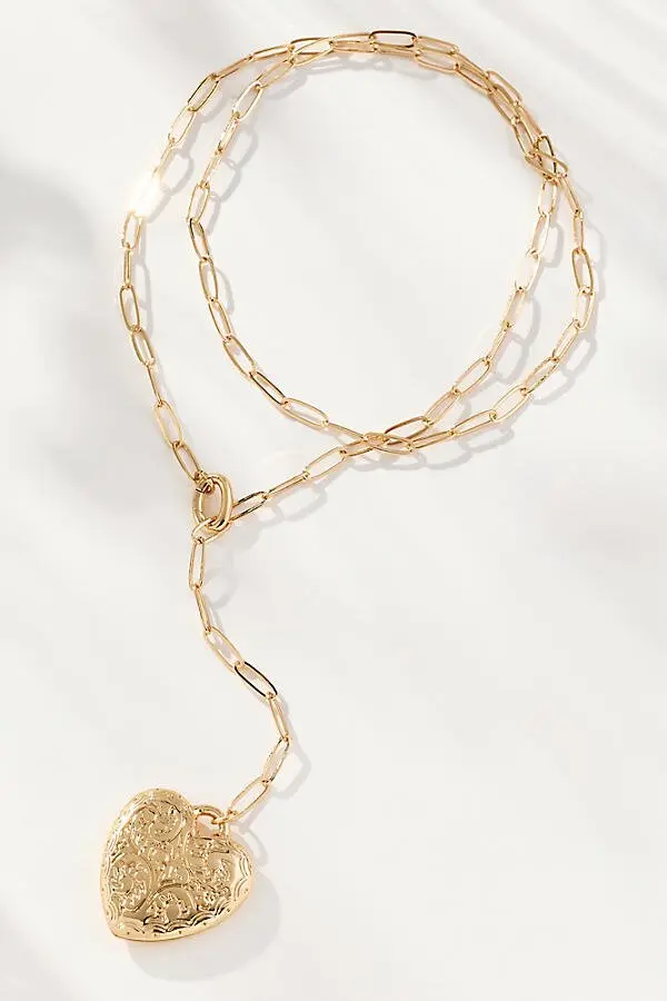 Anthropologie Heart Pendant Necklace - Gold