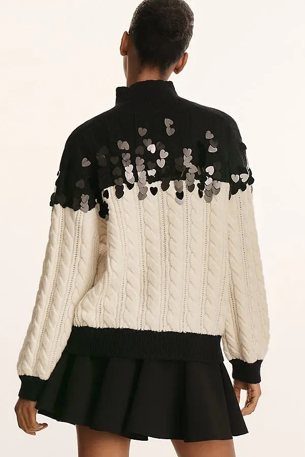 Maeve Colorblock Sequin Chunky Sweater