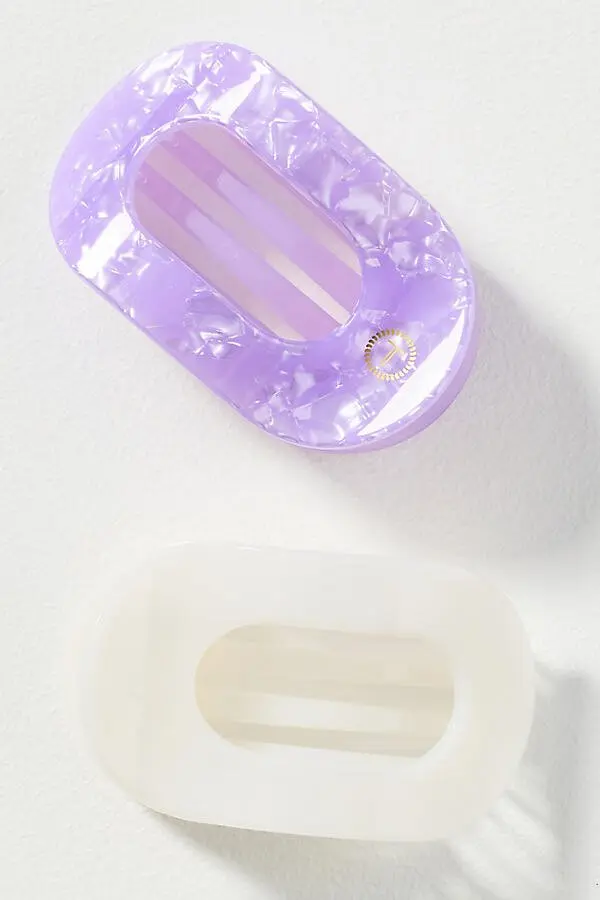 TELETIES Medium Flat Round Hair Clips, Set Of 2 - Lavender