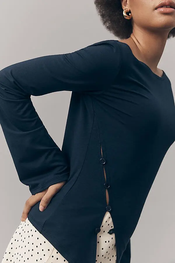 REFORMATION Nicola Long-sleeve Knit Top - Midnight