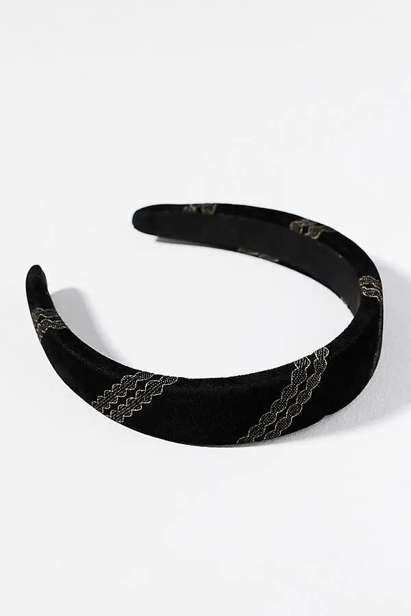 Anthropologie Velvet Puff Headband - Black