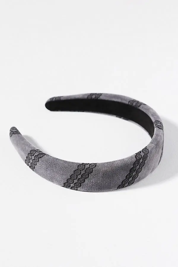Anthropologie Velvet Puff Headband - Slate