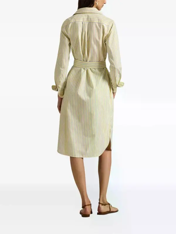 Polo Ralph Lauren Striped Belted Shirt Dress - Yellow | Editorialist