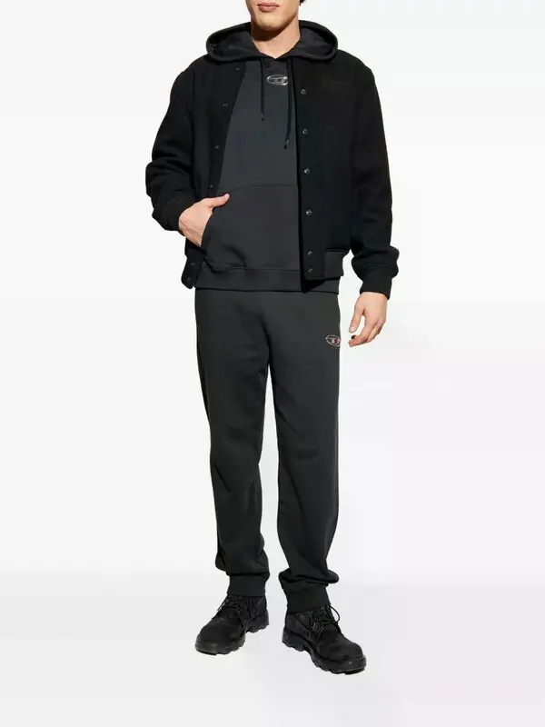 DIESEL® Cotton Hoodie With Metallic Oval D Logo - Black
