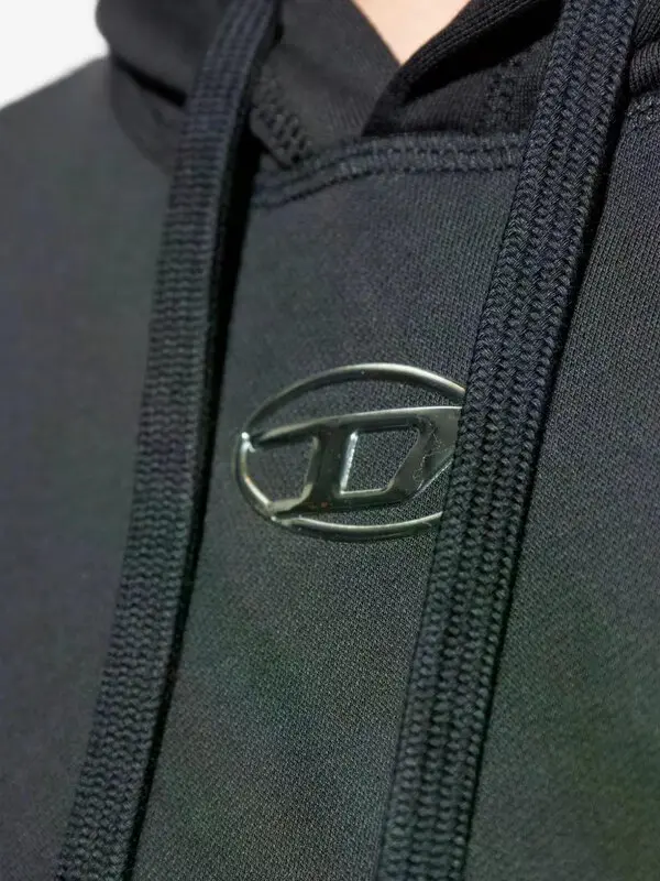 DIESEL® Cotton Hoodie With Metallic Oval D Logo - Black