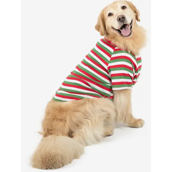 LEVERET Dog Cotton Matching Family Holiday Pajamas - Red White & Green