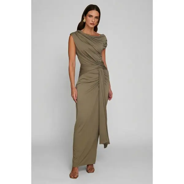 SIX STORIES Knot Detail Maxi Dress - Green