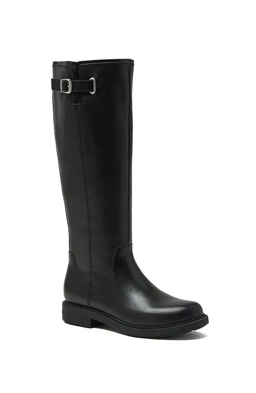 LANDS' END Leather Knee High Riding Boots - Black Leather