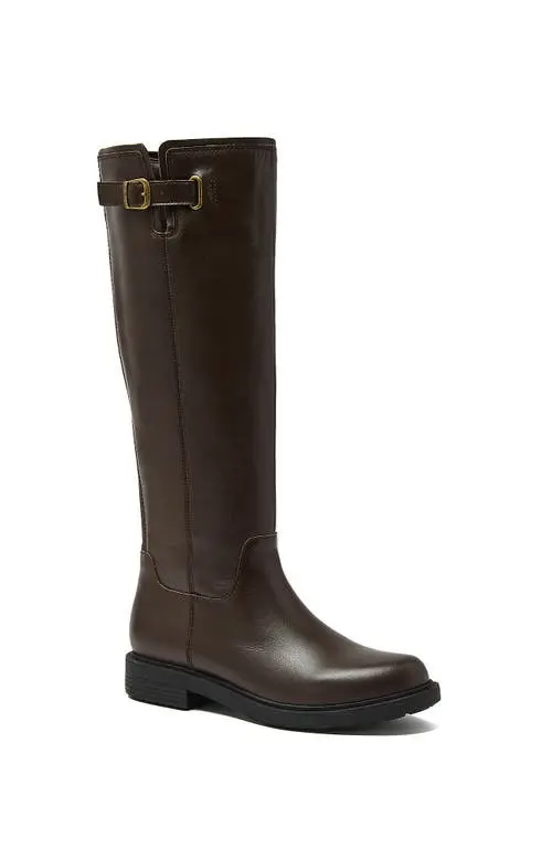 LANDS' END Leather Knee High Riding Boots - Rich Coffee Leather
