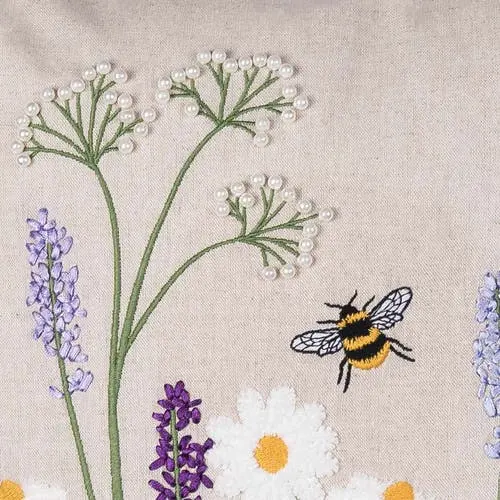 C&F HOME Lavender & Bee Garden Cotton Blend Handwoven Spring Accent Throw Pillow 18" X 18