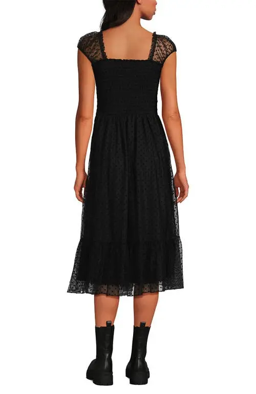 LANDS' END Flocked Chiffon Midi Dress