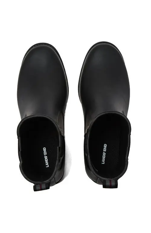 LANDS' END Rubber Chelsea Rain Boots - Black