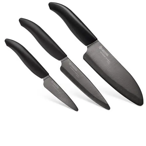 KYOCERA Advanced Ceramics 3 Piece Revolution Series Knife Set With Blades - Black