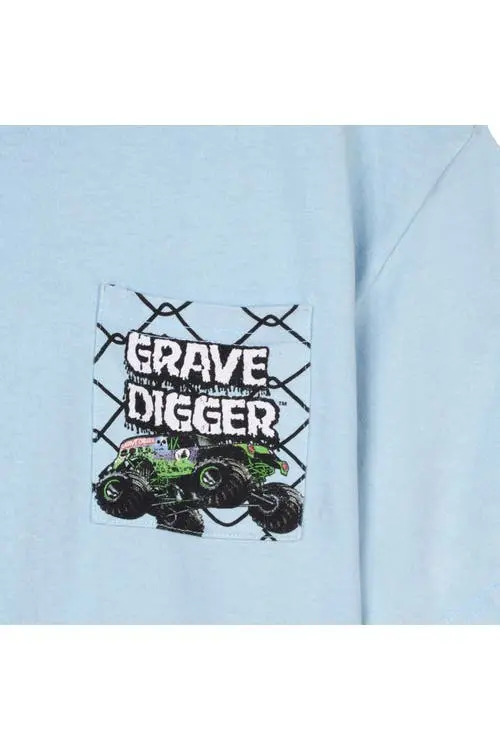 MONSTER JAM Short Sleeve T-shirt - Grave Digger Sky Blue