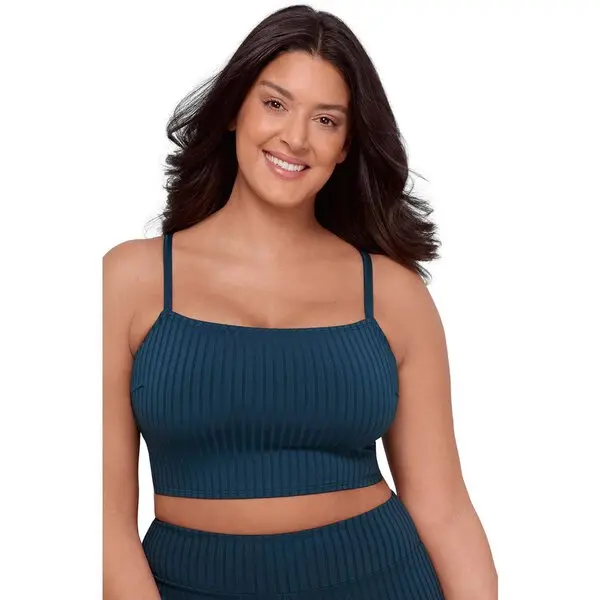 S3 Ribbed Squareneck Midkini Top - Dusk Blue